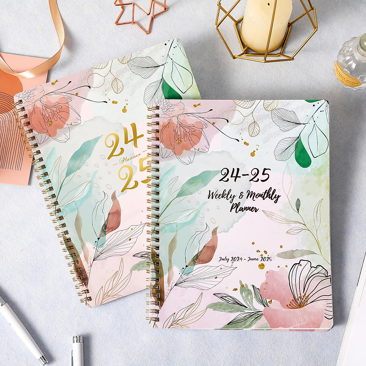 2024-2025 Planner - Planner 2024-2025 from July 2024 - June 2025, 8" x 10", Weekly and Monthly Planner 2024-2025 with Marked Tabs, Flexible Cover + Thick Paper + Twin-Wire Binding - Pink