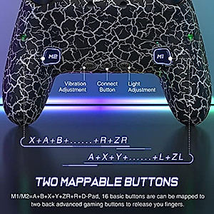 Wireless Switch Pro Controller - Switch Controllers Compatible With Nintendo Switch/Lite/OLED,Multi-Platform PC/IOS/Android, Switch Pro Controller With 9 Adjustable Light Colors,Programmable,TURBO