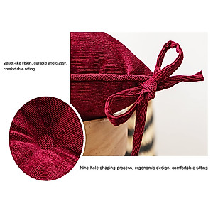 ETULLE Modern Velvet Chair Pads,Square Lumbar Back Support Seat Cushion Cozy Soft Seat Pad with Ties,Corduroy for Kitchen Garden Living Room Dining Office-Brown 43x43cm(17x17inch)