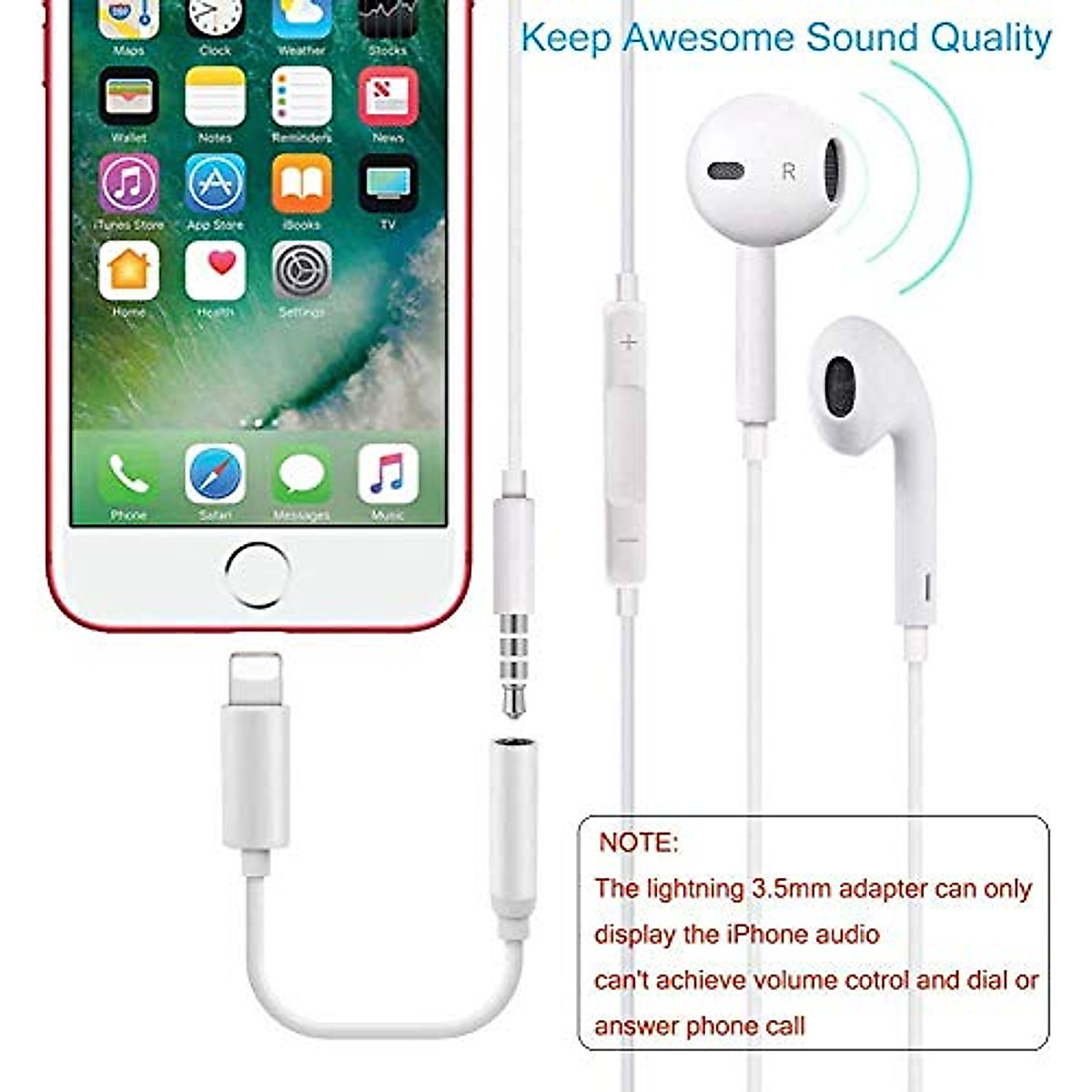 2Pack Lightning to 3.5mm Female Headphone Jack Adapter, [Apple MFi Certified] Lightning to Aux Audio Dongle Cable Cord iPhone 3.5mm Headphones/Earphones Jack for iPhone 12/12 Pro/11/X XR XS 8 7 iPad
