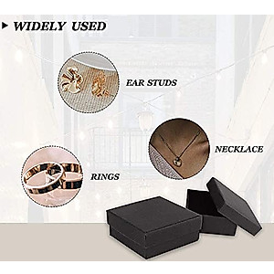 dedoot Kraft Jewelry Boxes, Pack of 30 Square Cardboard Jewelry Gift Box 3.5x3.5x1.2 Inch Small Necklace Ring Earring Kraft Box for Jewelry Set with Velvet Cushion, Black