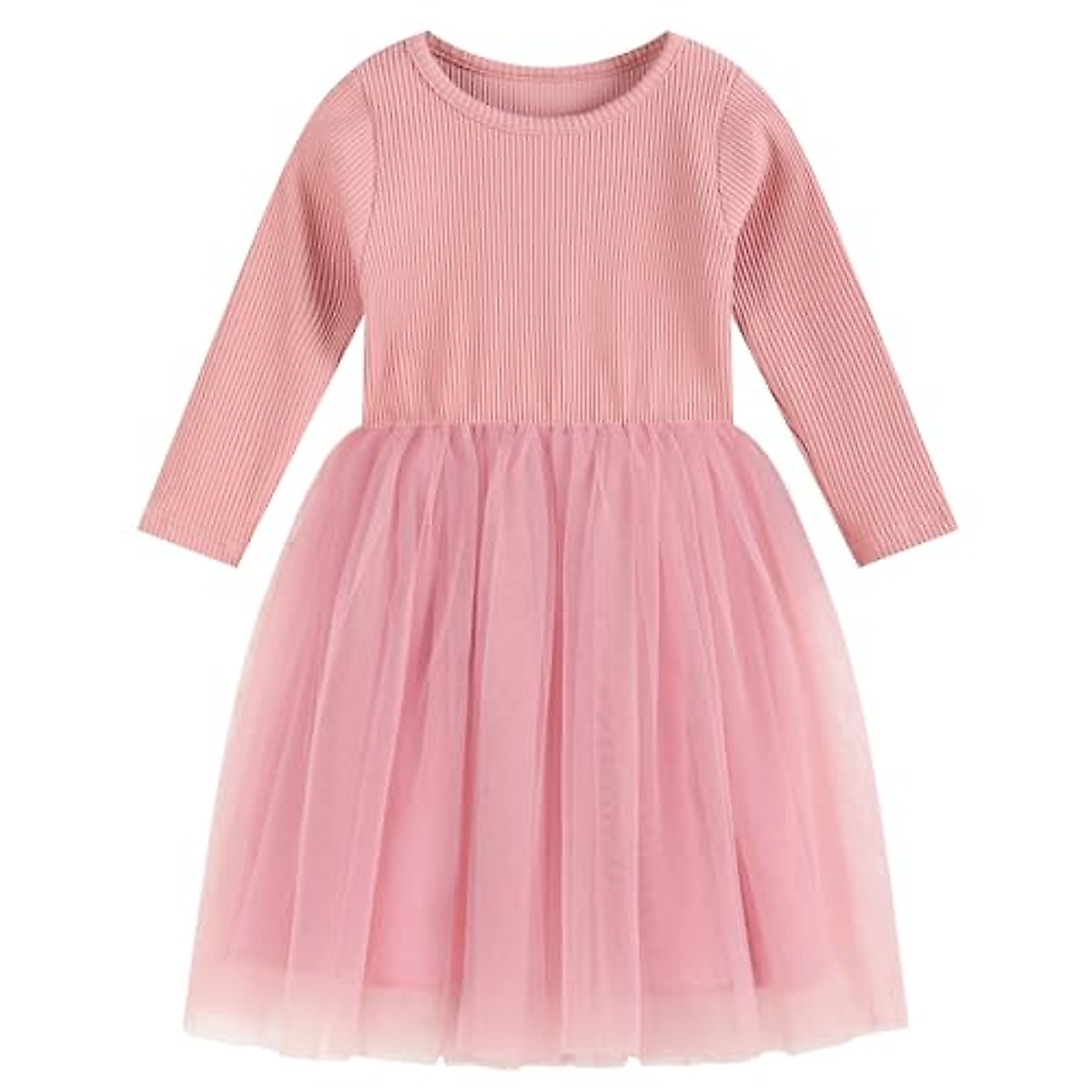 BTGIXSF Baby Girls Tutu Dress Toddler Long Sleeve Tulle Dress Princess Infant Party Dresses 698 Pink 110