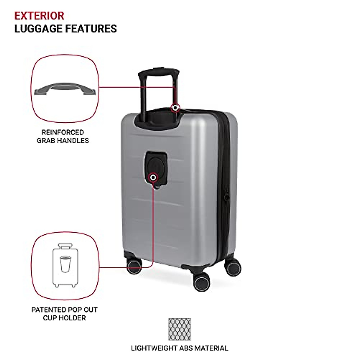 SwissGear 8020 Hardside Expandable Luggage with Spinner Wheels, Ultimate Grey, 3-Piece Set (18/24/27)