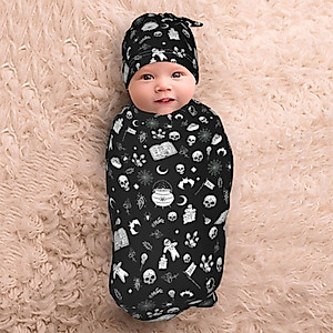 Jarverce Swaddling Blanket for Baby, Soft Sleeping Bag, Sack for Newborn Boys Girls, Unisex Baby Stuff, Goth