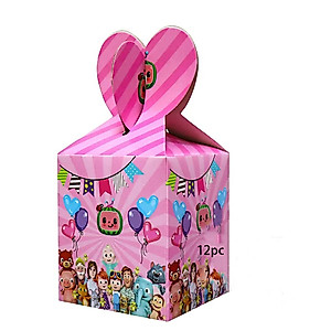 Pink Cartoon Candy Treat Boxes,12Pcs Cartoon Candy Gift Boxes Birthday Party Supplies Goodies Snack Box Gift Bags
