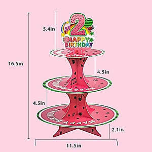 Coco Party Supplies Cupcake Stand, 2nd Second Watermelon Party Favors Cake Stand for Kids Birthday Party Decorations, Kids Melon Birthday Baby Shower Party Supplies