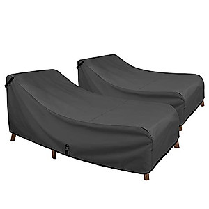Porch Shield Patio Lounge Chair Cover - Waterproof Outdoor Chaise Lounge Chair Covers 2 Pack - 68W x 30D x 30H inch, Black