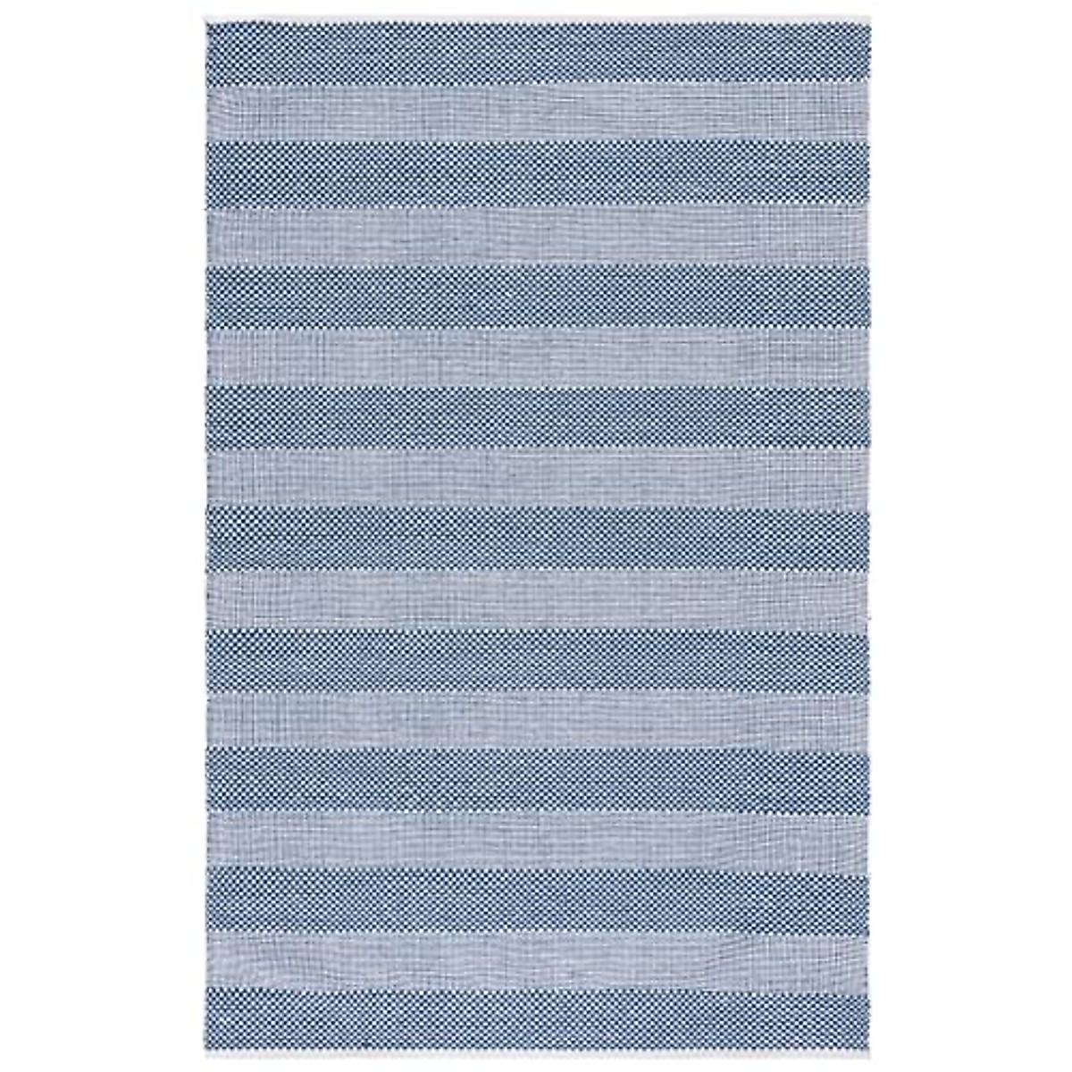 Safavieh Striped Kilim Collection Area Rug - 5' x 8', Ivory & Blue, Flat Weave Cotton Design, Easy Care, Ideal for High Traffic Areas in Living Room, Bedroom (STK802M)