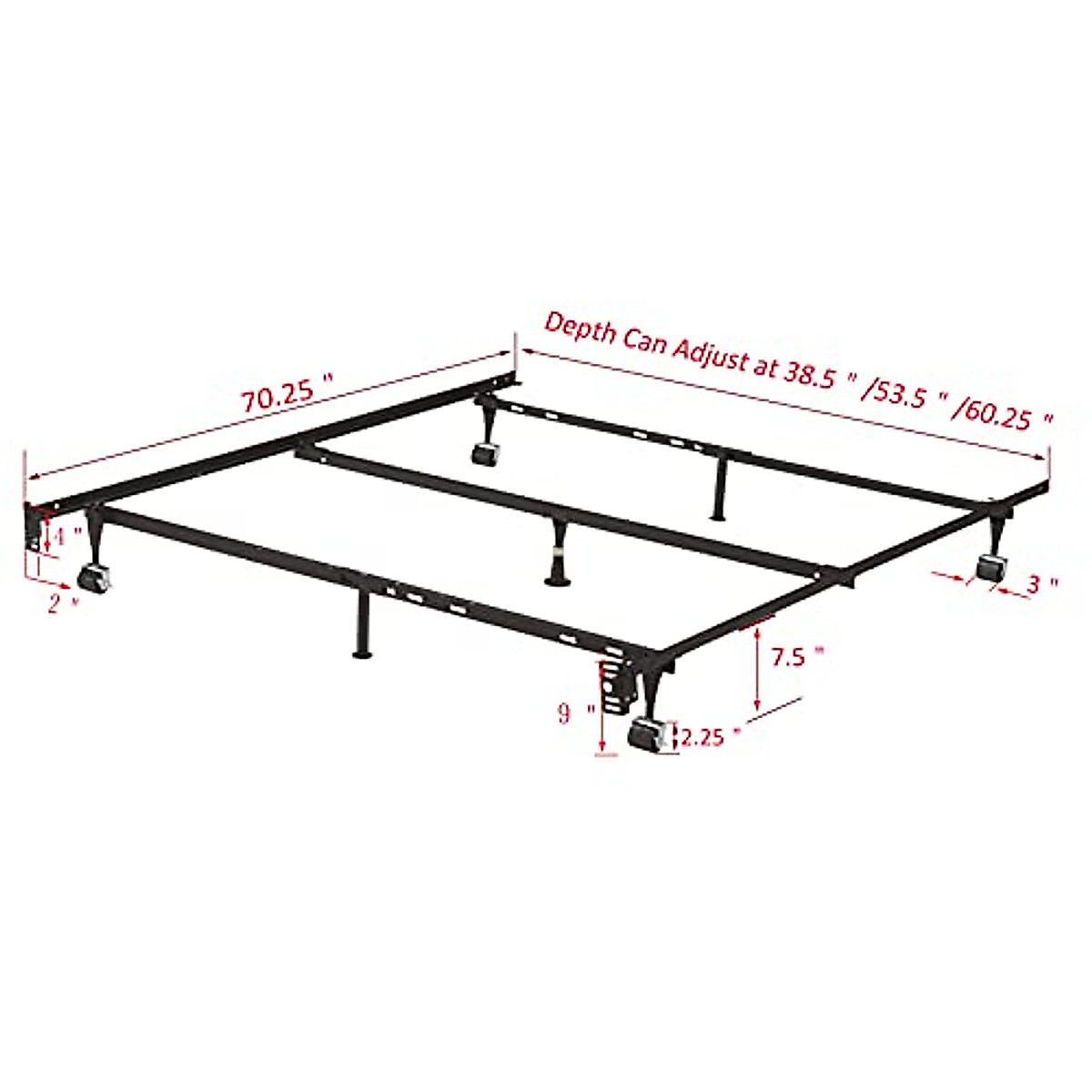 KB Designs – 7 Leg Adjustable Metal Bed Frame with Center Support Legs, Queen/Full/Full XL/Twin/Twin XL Beds & 7 Leg Heavy Duty Metal Queen Size Bed Frame with Center Support Legs