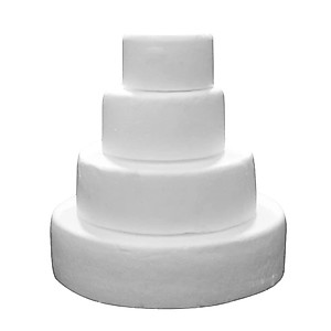 SHERCHPRY 4pcs Craft Shapes Foam Wedding Decor Cake Decorating Foams Cake Simulated Cake Model Cake Practice Round Cake Dummies 6 Cake Tier Faux White Flowers Practice Tools To Rotate