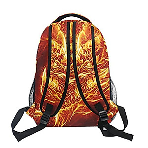 JIPONI Fire Dragon Head on Dark Background Backpack For Girls Boys, Student School Bag Bookbag Travel Laptop Backpack Purse Daypack