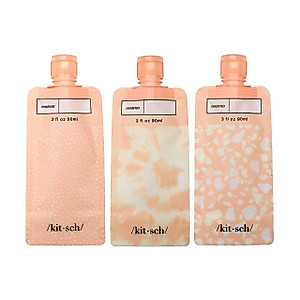 Kitsch Travel Containers - Leak Proof Refillable Squeeze Pouches | TSA Approved Travel Pouches for Toiletries & Shampoo Travel Container | Travel Liquid Container | Travel Tubes, 3oz (Blush)