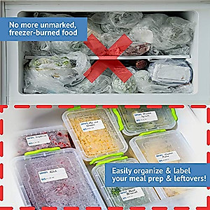 MESS Dissolvable Freezer Labels - 500 Removable Food Container Labels - Blank Labels for Food Containers - Dissolvable Food Labels Stickers -Freezer Tape - Bottle Labels, Jars Food Storage Labels 1x2"