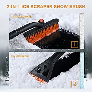 JALAROMA Ice Scraper and Extendable Snow Brush for Car, Snow Remover and Brushes with Foam Grip for Windshield Window, Pivoting Brush Head for SUV Truck Vehicle