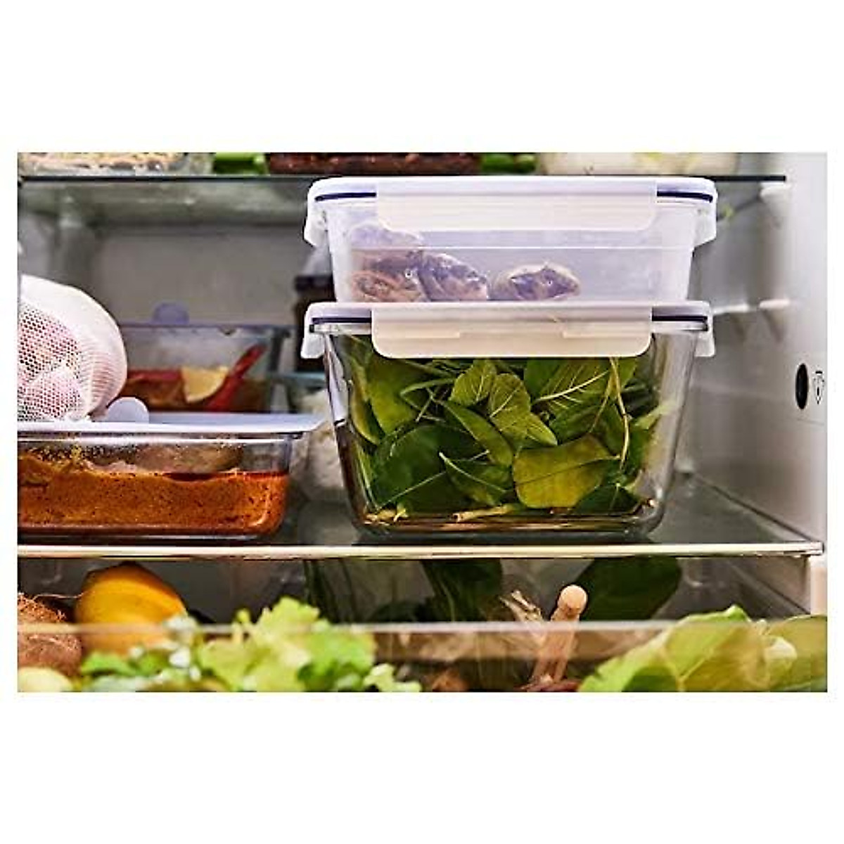 IKEA 365+ Polypropylene Leak-proof Microwave Safe square-shaped Food Container With Lid - 750 ml, Transparent