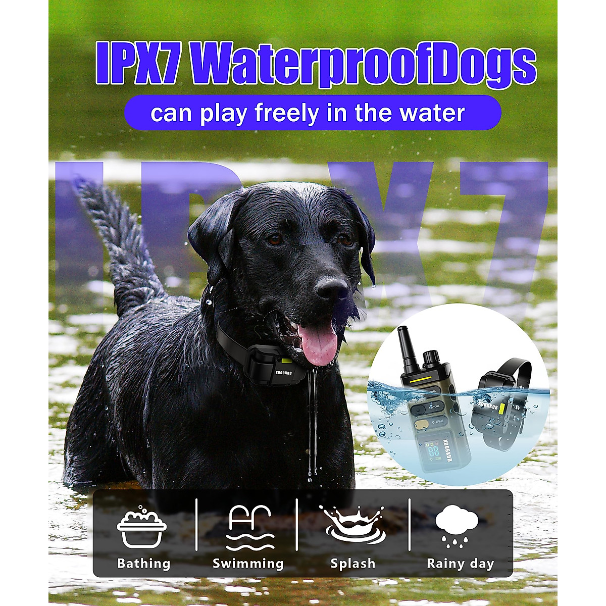 XDOGKUB Dog Shock Collar - 5200FT Dog Training Collar with Remote, IPX7 Waterproof Electric Collar and Remote with 4 Training Modes, Security Lock, Rechargeable e-Collar for All Breeds, Sizes