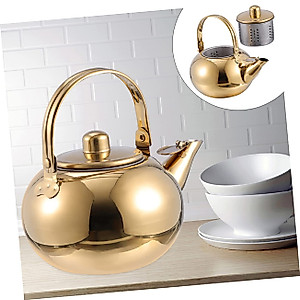 GRADENEVE Stainless Steel Pot Rubbed Bronze Tea Kettle Infuser Coffee Cups for Women Coffe Filter Gas Boiled Kettle Home Espresso Machine Large Teapot Water Carafe with Lid Top Golden