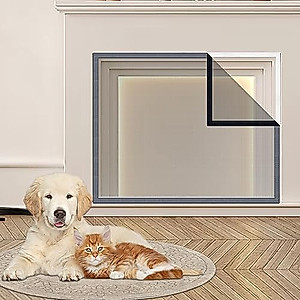 Fireplace Screen Mesh Cover, Fireplace Cover Baby Proof Barrier Guard Pet Proof with Magic Tape, Fireplace Doors Mesh Gate Fire Place Cover for The Living Room Decorative Indoor, 39" x 32" Inches