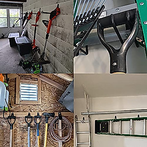 Heevir Garage Hooks Heavy Duty - 11 Inch Large Wall Mount Storage Hanger, 4 Pack Long Hook Garage Organizer for Hanging Tool, Chairs, Hoses, Ladder, Bulk Items, Ropes, etc.