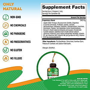 Oral Flea & Tick Prevention for Dogs and Cats - Natural Flea Control and Medicine & Treatment for Small and Large Dogs - Multivitamin Drops Supplements for Pets Made in USA