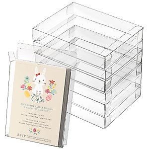 Yesland 60 Pack Clear Box for Greeting Cards, 6 x 4.75 x 1 Inch Rectangle Plastic Photo Storage Box Cases Fits A2 Size Cards Envelopes for Stationery Organizer, Small Business Supplies
