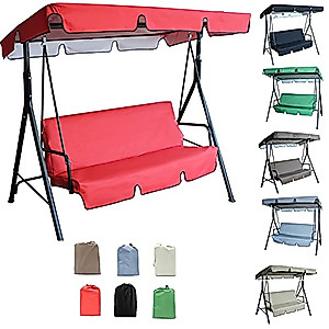 Swing Canopy Replacement Cover and Swing Cushion Cover,Waterproof 2 and 3 Seater Swing Top Cover and Chair Cover,Garden Outdoor Patio Swing Seat Cover Replacement,Blue,195x125x15cm/77x49x6''