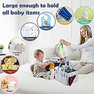 VOISEN Baby Diaper Caddy Organizer, Nursery Storage Basket Bin Baby Car Bag Portable Diaper Organizer Caddy for Nursery Newborn Boy and Girl (Gray)