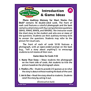 Super Duper Publications | Photo Auditory Memory for Short Stories Fun Deck Flash Cards | Educational Learning Resource for Children