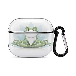 YouTary Compatible with Airpods 3 Case Cover 2021 with Keychain Yoga Frog Funny Pattern, Apple AirPod Headphone Cover Unisex Shockproof Protective Wireless Charging