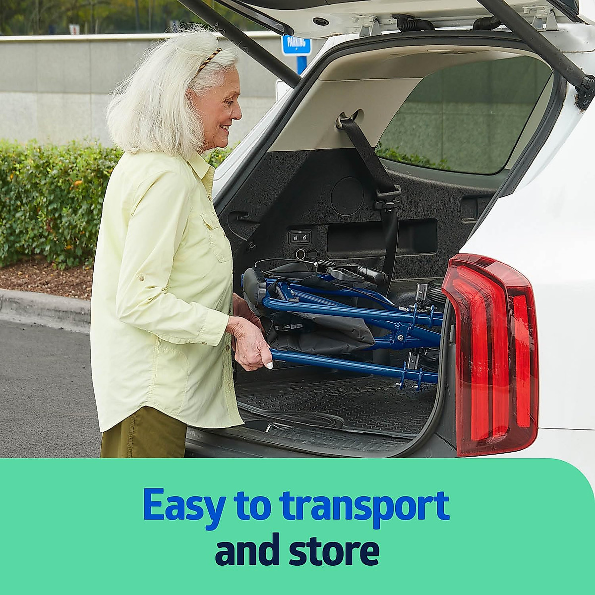 Medline Ultra Lightweight Transport Wheelchair for Adults, Foldable, 19-Inch Seat Width, Blue Frame, Black Upholstery