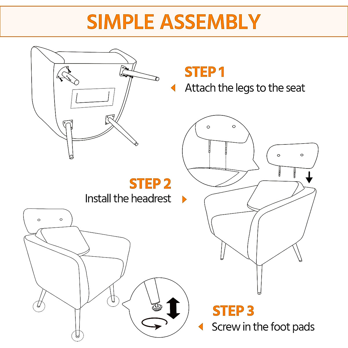 Yaheetech Accent Chair, Cozy Living Room Chair with Adjustable Headrest, Boucle Vanity Chair with Lumbar Pillow and Golden Legs, Modern Armchair for Bedroom Lounge Waiting Room Office, White