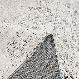 Syalife Washable Living Area Outdoor Rugs, 8'x 10' Rug with Non Slip Backing, Ultra-Thin Abstract Modern Non-Shedding Rug, Floor Mat Indoor Rug (Blue, 8'x 10')