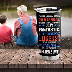 Viberty Grandpa Gifts - Gifts For Grandpa Gifts From Grandson, Granddaughter, Grandkids, Grandchildren - Christmas Birthday, Father's Day Gift For Grandpa - Best Grandpa Ever 20 oz Tumbler