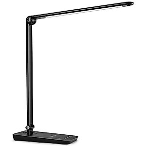 LE Dimmable LED Desk Lamp, 7-Level Brightness Adjustable, Soft Touch Dimmer, Daylight White, Eye Care Natural Light, High Intensity Office Task Lamp for Reading, Study, Computer Work and More (Black)