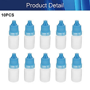 Aicosineg 10Pcs 0.17oz Lab Dropping Bottles PE Plastic Bottles Lab Eye Dropper Bottles Squeezable Eye Liquid Drop Bottle Small Mouth Drop Bottles Sample Seal Storage Bottles with Blue Cap for Travel