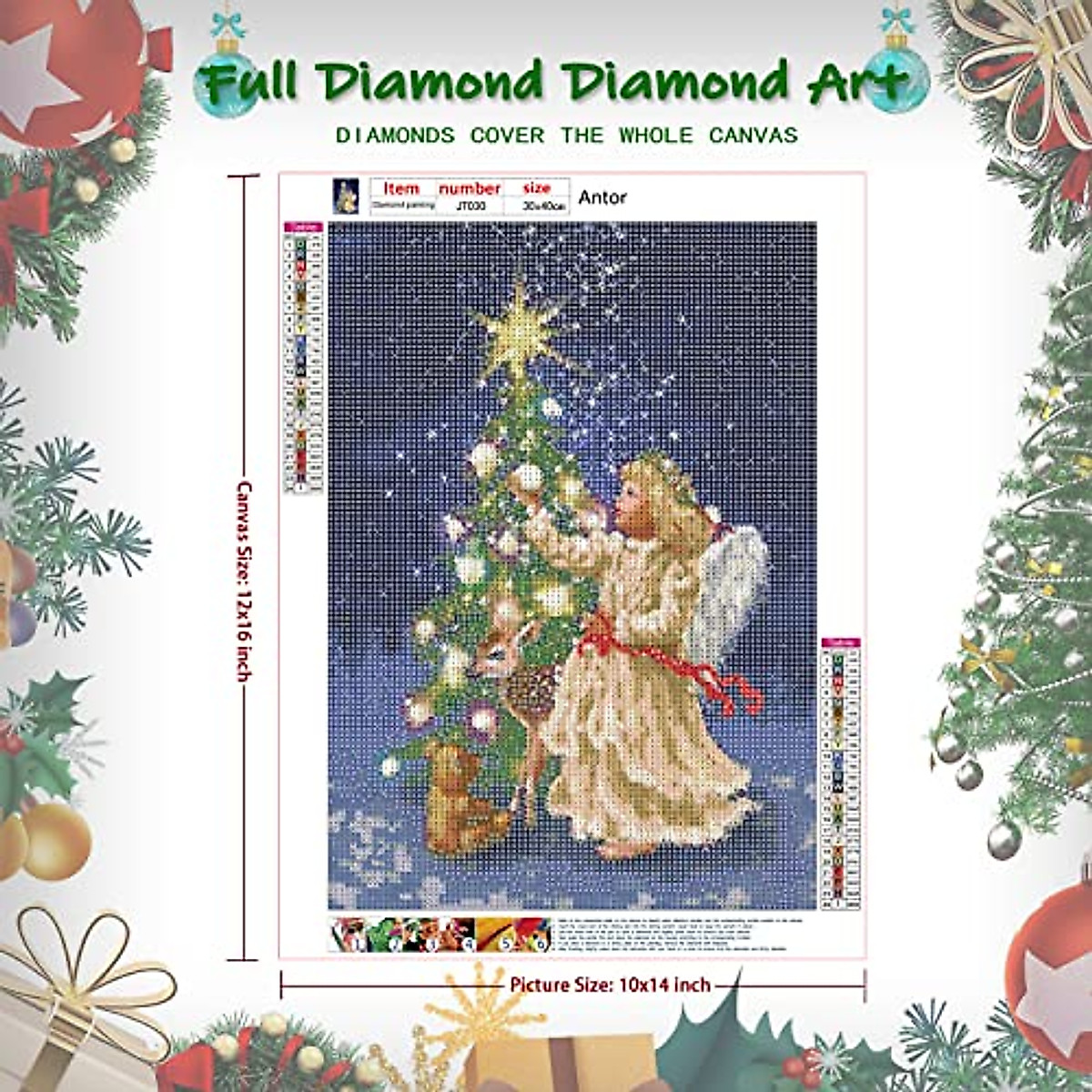 antor Diamond Painting Kits for Adults DIY 5D Diamond Art Christmas Tree Deer Girl Picture Full Drill Rhinestone Stocking Stuffers Christmas Gift for Women Kids Grils Home Wall Decor 12x16 inch