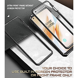 Poetic Revolution Phone Case for Oneplus 8 Case, [Not Compatible with Verizon Version] Full-Body Rugged Dual-Layer Shockproof Protective Cover with Kickstand and Built-in-Screen Protector, Black