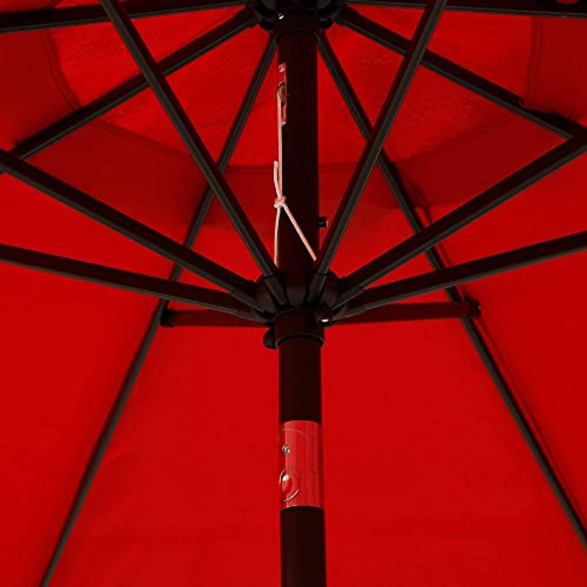 Blissun 9ft Patio Umbrella, Manual Push Button Tilt and Crank Garden Parasol (Red)
