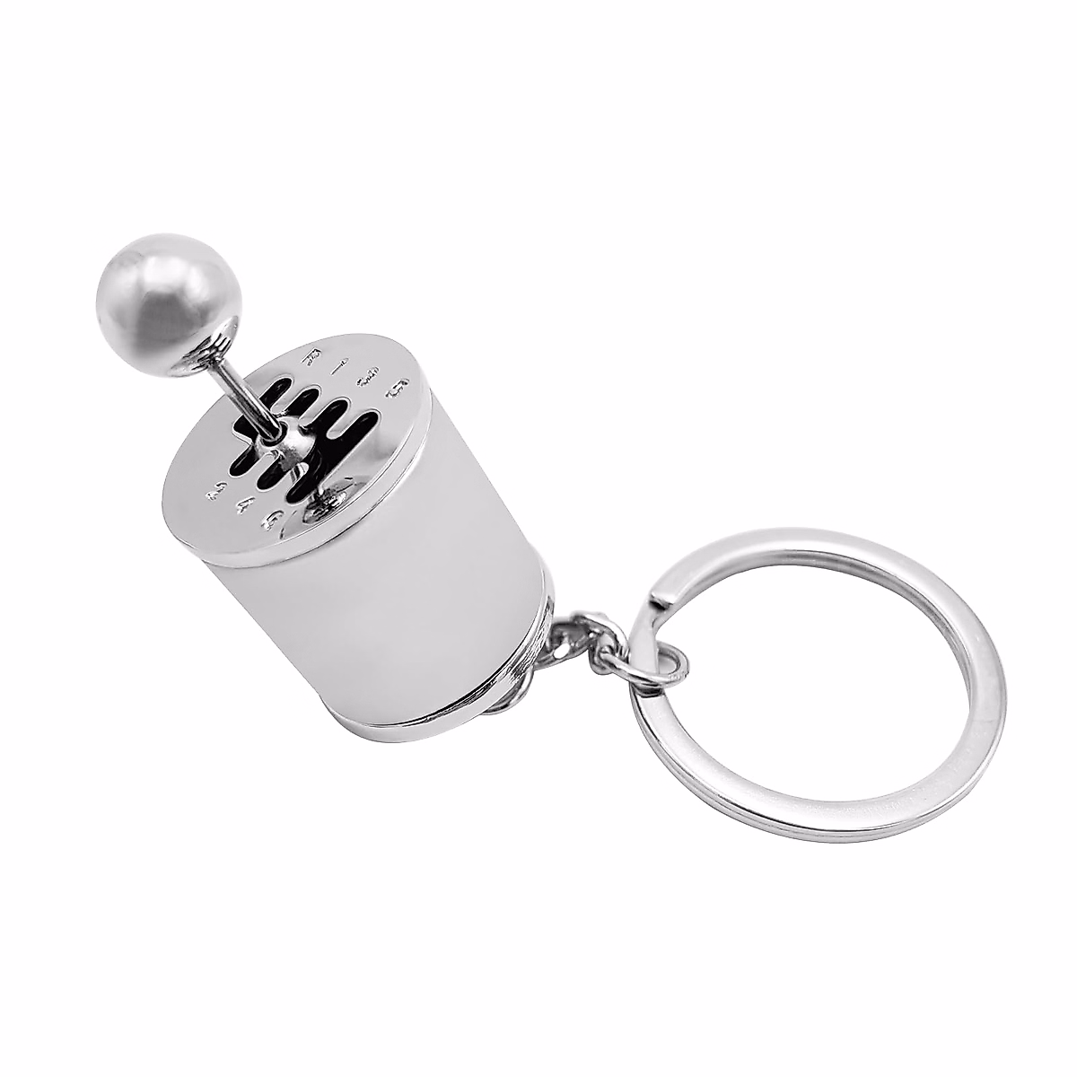 Kewucn Car Shifter Gear Keychain, Creative 6 Speed Manual Transmission Shift Lever Keyring, Auto Gearbox Shifter Key Chain (White)