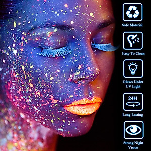 Lookmee Blacklight Neon Face and Body Paint , 0.84oz Set of 8 Tubes , Blacklight Neon Fluorescent