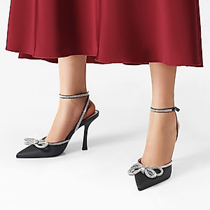 DREAM PAIRS Women's High Heels Destiny Closed Toe Strappy Heels Sexy Rhinestone Ankle Strap Pumps Wedding Bridal Party Dress Shoes DESTINY,Size 11,Black,SDPU2208W