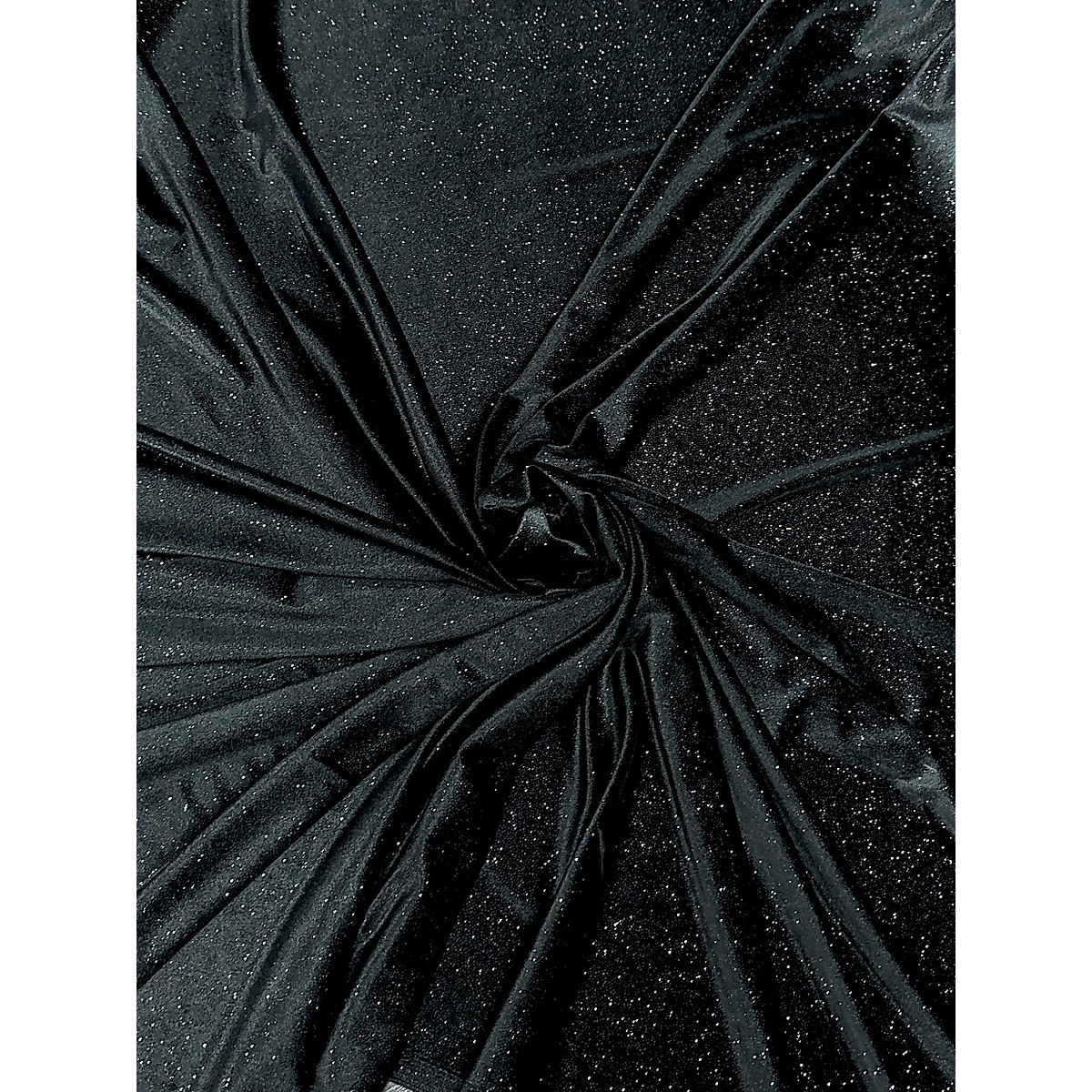 Glitter Velvet Fabric Soft Stretchy Cloth with Shimmers - Perfect for Dressmaking Costumes Upholstery and Christmas Decor 1 Yard of Spandex Fabric for Sewing and Crafts (Black)