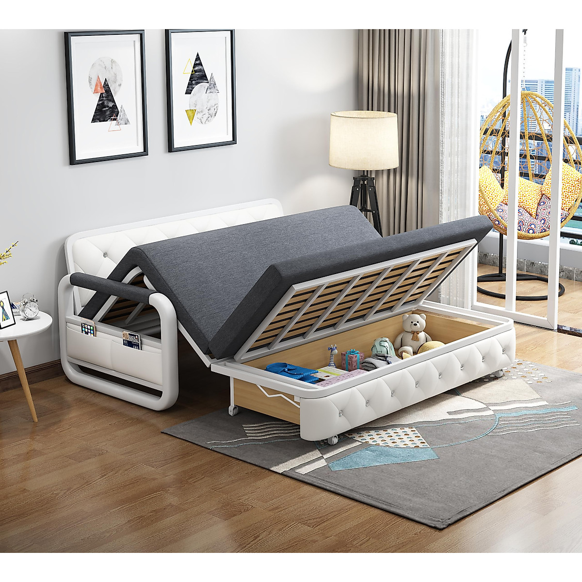 dqmlsruku 50.3" W 72" L Full Size Futon Sofa Bed，Pull Out Sofa Bed futon，Convertible Floor Couch for Living Room, Bedroom, Entertainment Room