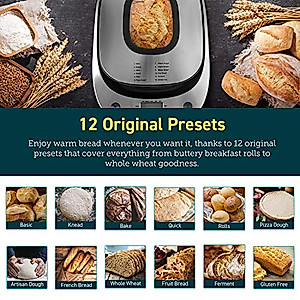COSORI Bread Maker Machine with 50 Recipes, Gluten Free Function, 12 Presets, 30 Minutes Keep Warm, 13 Hours Delay Start, Accessories Included, 2LB, Gray