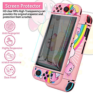 TIKOdirect Carrying Case for Nintendo Switch, Cute Portable Travel Bag in Newest Updated Design of Pink Interior with Soft Protective Case, Screen Protectors and Thumb Grip caps, Kirby