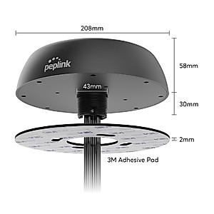 Peplink Cellular and WiFi Antenna Mobility 42G 5G/LTE 2x2 MIMO Dual Band (2.4GHz & 5GHz) External Router Computer Networking Antenna System with GPS receiver Robust IP68 Rating 6.5 ft, Black