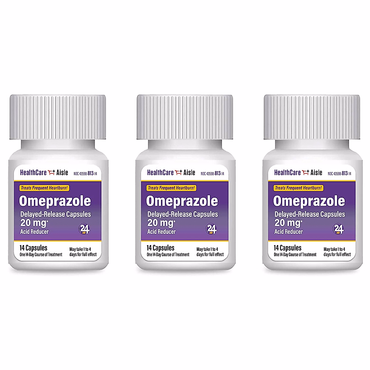 HealthCareAisle Omeprazole 20 mg, 42 Delayed-Release Capsules - Acid Reducer, Treats Frequent Heartburn, 42 Count (Pack of 1)