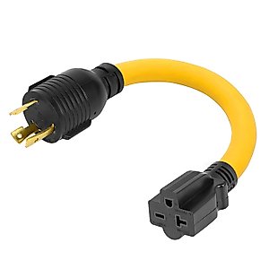 HDWS 1FT NEMA L6-30P to 6-20R/6-15R T-Blade Adapter, 30Amp Twist Locking Male Plug to 3 Prong Receptacle Generator Dryer EV Charger Power Cord