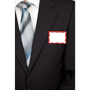 1InTheOffice Sticker Name Tags, Sticky Name Tags, Name Badge Stickers, 3.5" x 2.25", Self-Adhesive, Red, 100 Pack