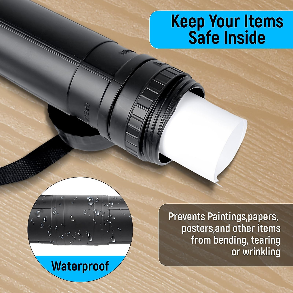 Menolana Expandable Poster Tube Artwork with Strap Document Holder for Drawings Picture